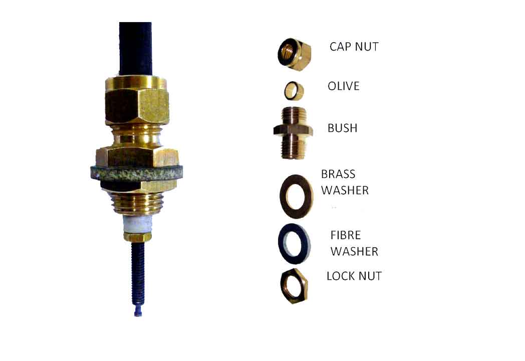 1/4" or 0.25” BSP Brass Compression Gland - Heating Elements UK