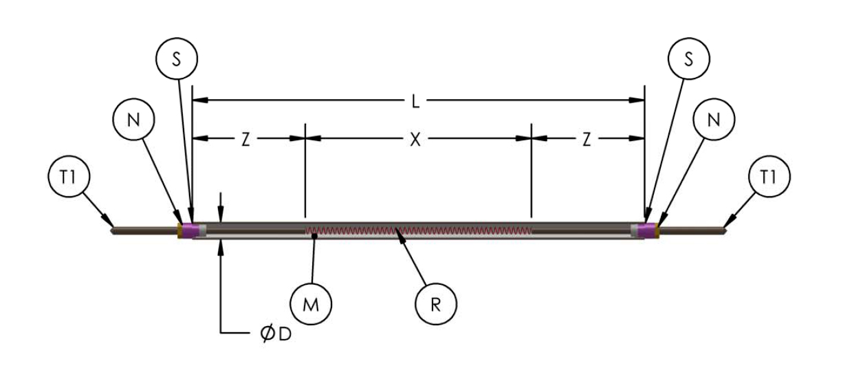 Straight 72" 1800mm Heating Element - Heating Elements UK
